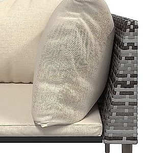 GuyAna 3 Piece Patio Set with Cushions Outdoor Furniture Sets Conversation Sets Patio Furniture Dining Patio Furniture Set Patio Sets Gray Poly Rattan