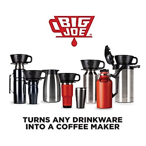 Big Joe Large Pour Over Coffee Maker w/ 50 Filters, Flat Bottom Basket Dripper for Large Batch Pour Over, Brews from 12 up to 75 Ounces, Fits Any Drinkware, Dishwasher Safe, BPA Free, Made in USA