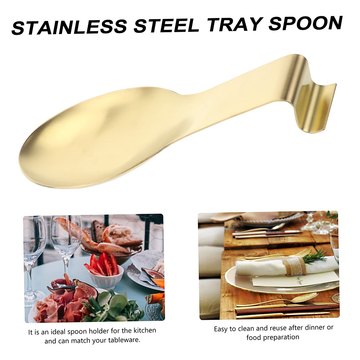 SHERCHPRY Stainless Steel Serving Spoon Metal Cooking Spoon Stainless Steel Spoon Stainless Steel Utensil Holder Spatula Ladle Holder Stove Spoon Holder Spoon Cradle Forks Rest Ladle Rest