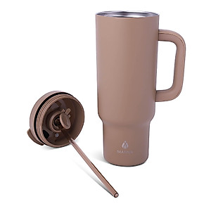 Manna Leisure Stainless Steel Insulated Tumbler with Leak-Proof Dual Function Lid - 40 Oz - Hazelnut Powder Coat