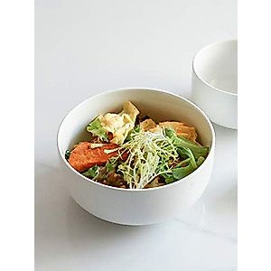 Kanwone Porcelain Bowl Set - 32 Ounce for Cereal, Salad and Soup, Microwave and Dishwasher Safe - Set of 6, White