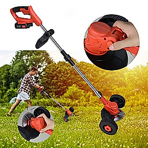 Electric Folding Weed Lawn Wacker, Heafront 24V Battery Powered Adjustable Height and Angle Weed Eater Cordless 5-Position Rotating Head for Garden Beauty Outdoor Pruning Yard Pruning and Lawn Pruning