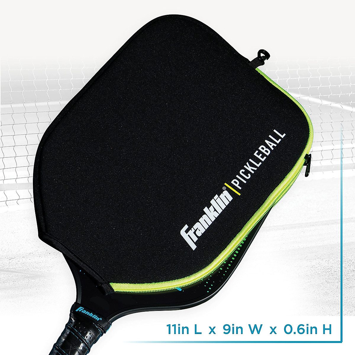 Franklin Sports Pickleball Paddle Cover - Black + Yellow Case for Pickleball Paddles - Protective Racket Cover with Hook - Fits Standard Pickleball Paddles