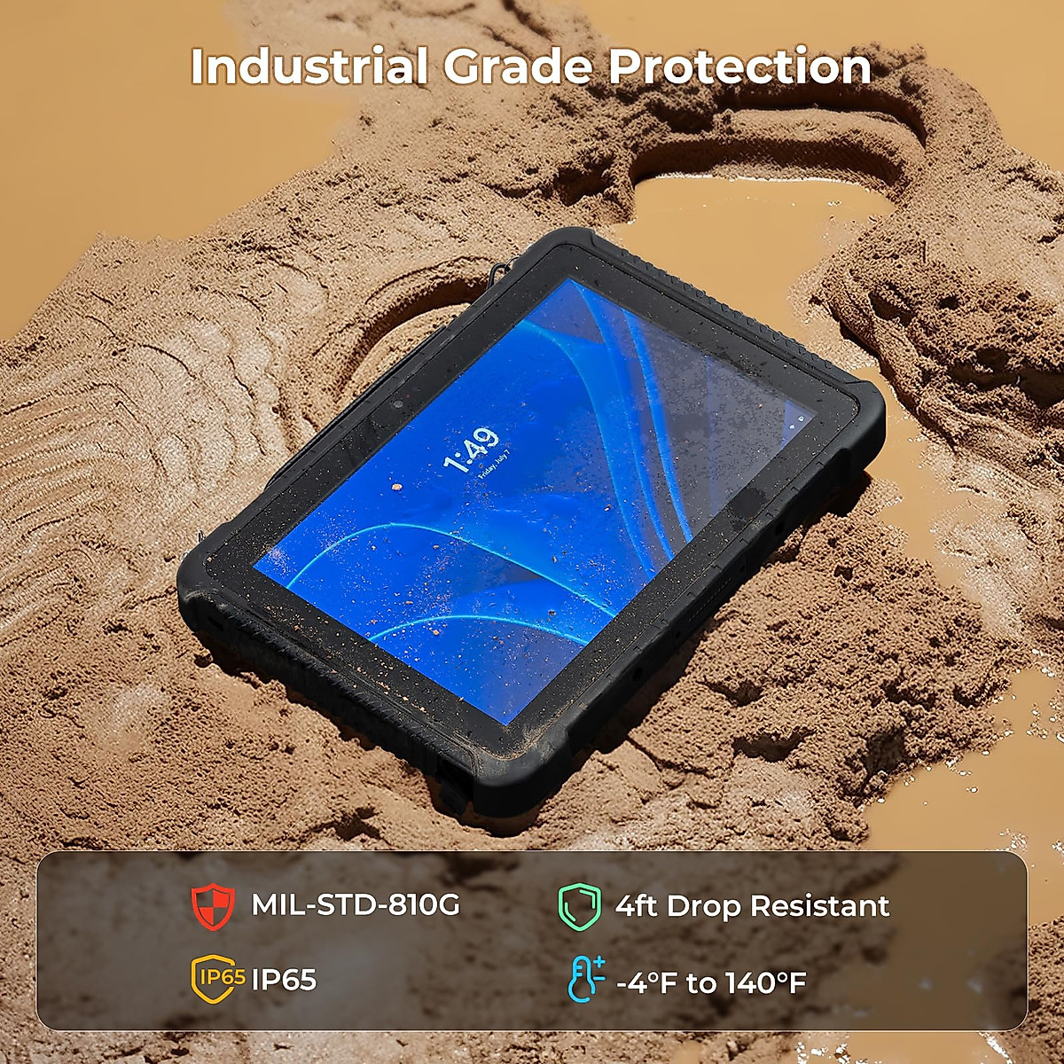 MUNBYN Rugged Tablet, 10.1 inch Windows Tablet, Windows 11 Pro, 8GB+128GB, Intel N5100, and Android Barcode Scanner MUNBYN Handheld Mobile Computer, Equip with 1D/2D QR Zebra Scanner