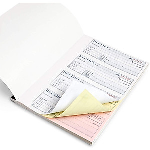 Blue Summit Supplies Triplicate Receipt Book, 100 per Book, 500 Total, 5 Pack, 3 Part Carbonless Payment Receipt Books for Money, Rent, or Cash with White/Yellow/Pink Copies, 11 x 7.5 inch,