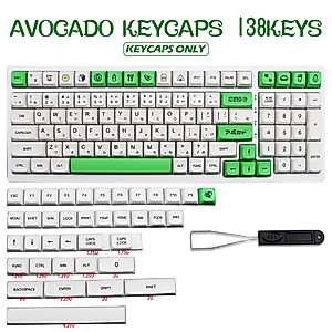 MOLGRIA Avocado and Milk Keycaps, PBT Keycaps Honey 138 Set for Gaming Keyboard, XDA Dye Sublimation Custom Keycaps Japanese Font for Gateron Kailh Cherry MX 104/87/74/68/61 60 Keyboard ANSI Layout