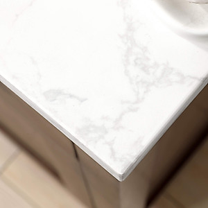 OVE Decors Maya Plus 42 in. Single Sink Bathroom Vanity in Almond Latte Finish, Black Hardware and Included Power Bar