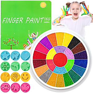Funny Finger Painting Kit for Kids, 25 Colors Washable & Non-Toxic Finger Drawing Toys and Picture Album Educational Tool Kit for DIY Craft