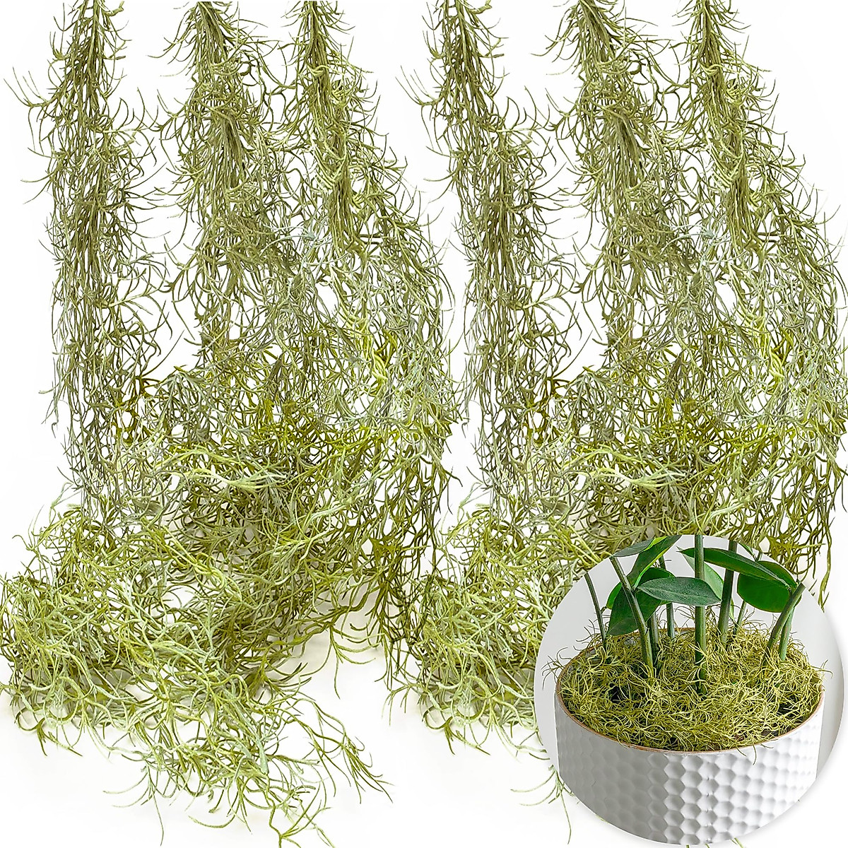 SEEKO Succulents Extra Large Spanish Moss (6pck, 6oz, 33" Long) - Fake Moss for Crafts