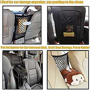 DYKESON Dog Car Net Barrier Pet Barrier with Auto Safety Mesh Organizer Baby Stretchable Storage Bag Universal for Cars, SUVs -Easy Install, Car Divider for Driving Safely with Children & Pets