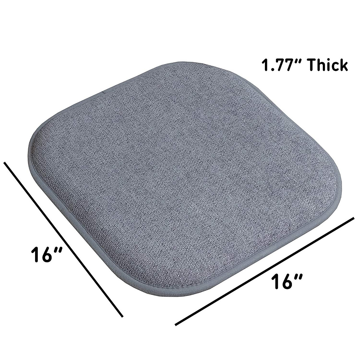 Sweet Home Collection Chair Cushion Memory Foam Pads Honeycomb Pattern Slip Non Skid Rubber Back Rounded Square 16" x 16" Seat Cover, 4 Pack, Alexis Blue/Gray