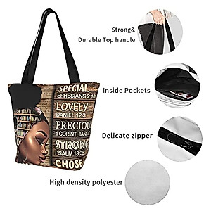 African American Women's Tote Bag Shoulder Bag, Black Girl Pride Handbag Women Fashion Shopping Bags for Work Travel Business Beach School, Tote for Black Women
