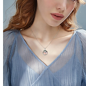 CVRAVO Mushroom Necklace 925 Sterling Silver Magical Mushroom Necklace Abalone Shell Mushroom Jewelry Gifts for Women