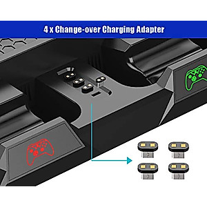 ElecGear Xbox One Vertical Charging Stand with Cooling Fan, 2X 1200mAh Rechargeable Battery Pack for Controller, Games Storage Bracket, Dual Charger Dock for Xbox One, One S, One X and Elite