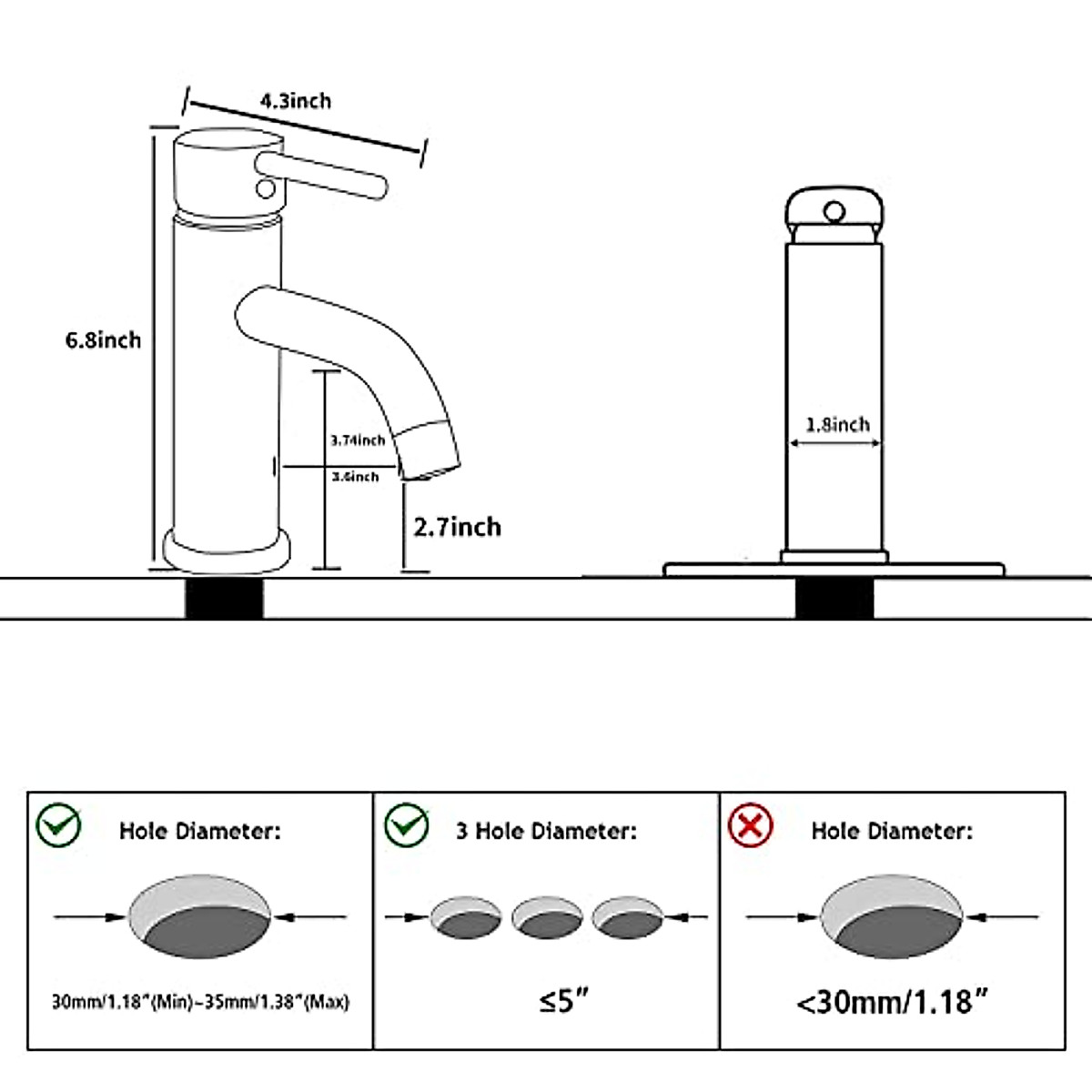 Brushed Nickel Bathroom Faucet GGStudy Single Handle One Hole Bathroom Sink Faucet Matching Pop Up Drain with Overflow Bathroom Vantity Faucet