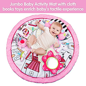 Amagoing Baby Gym Play Mat,4-in-1 Infant Activity Gym with 6 Detachable Toys & Ball Pit for Toddler Sensory and Motor Skill Development Discovery, Newborn Essential Gifts for 0-12 Months Baby Girl Boy