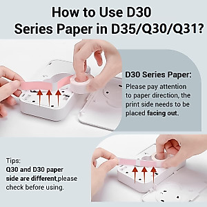 Phomemo 3 Roll D30 Adhesive White Continuous Thermal Label Paper 1/2 in X 20 Ft (15mm X 6m) Black on White, for Phomemo D30/D35 Label Maker