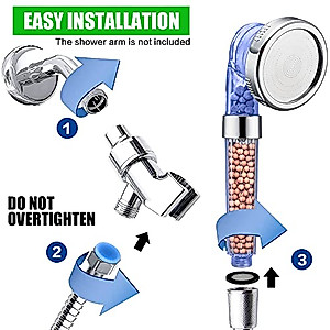 Filtered Shower Head with Handheld,3 Spray Modes High Pressure Water Saving Soft SPA Shower Heads with 59'' Stainless Steel Hose and Rotatable Bracket,Showerhead with Filter Beads for Hard Water