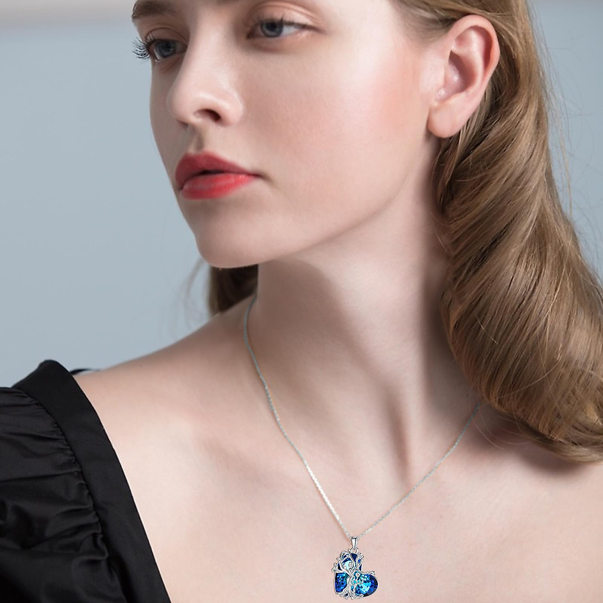 TOUPOP Gifts for Mom Mother and Daughter Son Necklace Sterling Silver Family Tree of Life Pendant Necklace Heart Crystal Birthday Mothers Day Jewelry Gifts for Women Wife Grandma