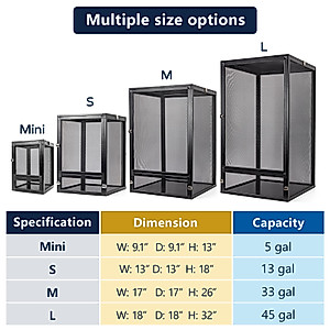 RunDuck 5 Gallon 360° Panoramic Foldable Reptile Terrarium Kit: Crested Gecko Tank and Reptile Cage for Superior Ventilation, Easy Feeding, Sturdiness, and Simple Assembly (Black)