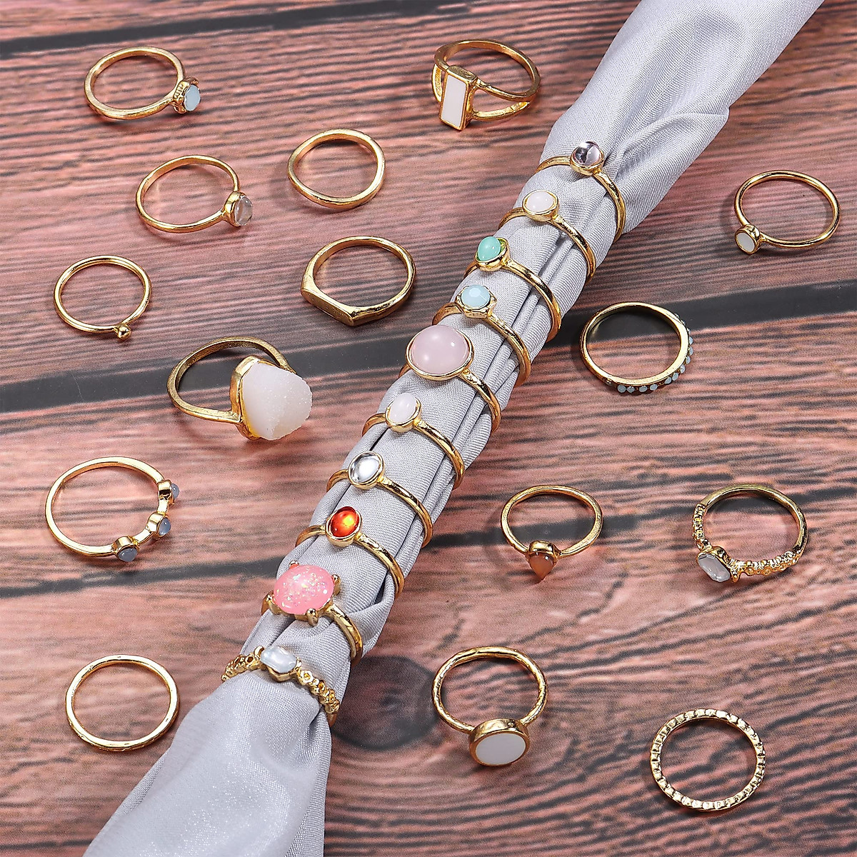 Subiceto 70 Pcs Vintage Crystal Ring Set Silver Knuckle Rings for Women Bohemian Stackable Joint Rings Retro Boho Stacking Joint Finger Rings Pack Gold