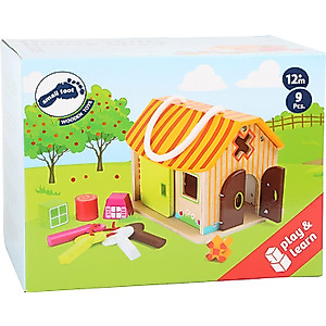 Small Foot Wooden Toys Wood Shed with Keys Motor Skills Playset Designed for Children 12+ Months, Multi (10315)