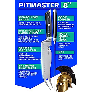 Dalstrong BBQ Pitmaster & Meat Knife - 8 inch - Gladiator Series Elite - Forged High Carbon German Steel - Forked Tip & Bottle Opener - G10 Handle - Sheath Included - NSF Certified