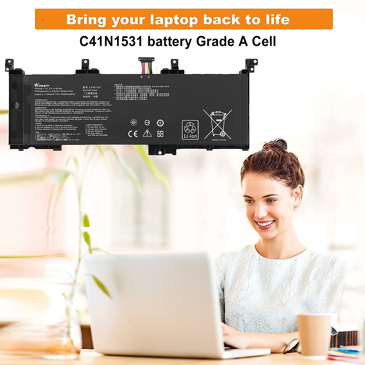 BOWEIRUI C41N1531 Laptop Battery Replacement for ROG GL502VS GL502VT GL502VS-1A GL502VY-1A GL502VS-1E GL502VT-1B GL502VY Strix GL502VS-FY032T G502VY-FY065T Series Notebook 0B200-01940100