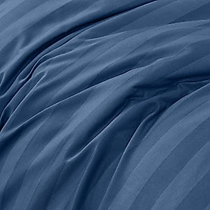 Utopia Bedding Duvet Cover Queen Size - 1 Duvet Cover with 2 Pillow Shams - 3 Pieces Comforter Cover with Zipper Closure - Ultra Soft Brushed Microfiber, 90 X 90 Inches (Queen, Stripe Navy)