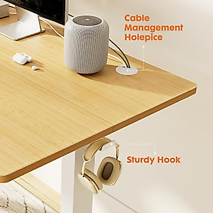 Sweetcrispy Standing Desk, Stand Up Desk, Electric Standing Desk with Splice Board, 40 x 24in Ergonomic Height Adjustable Desk Sit to Stand Desk, Computer Workstation Home Office Desk-Natural