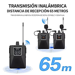 Wireless Lavalier Lapel Microphone System/Headset Mic/Interview Mic，for iPhone, Android Smartphones, PA Speaker, Teaching, DSLR Camera and Tablets (164 Ft Range)