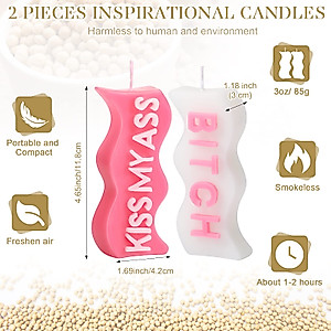 Coume 2 Pieces Aesthetic Candles Atmosphere Candle Wavy Word Fun Shaped Trendy Soy Wax Scented Cool Funny Gift for Office Birthday Home Decoration(Bright)