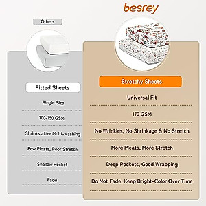 besrey 2 Packs Crib Sheets Fitted for Baby Boy and Girl, with a Storage Bag, Jersey Knit Cotton Baby Crib Sheet for Standard Crib Mattress & Toddler Bed Mattress(Flower Style)