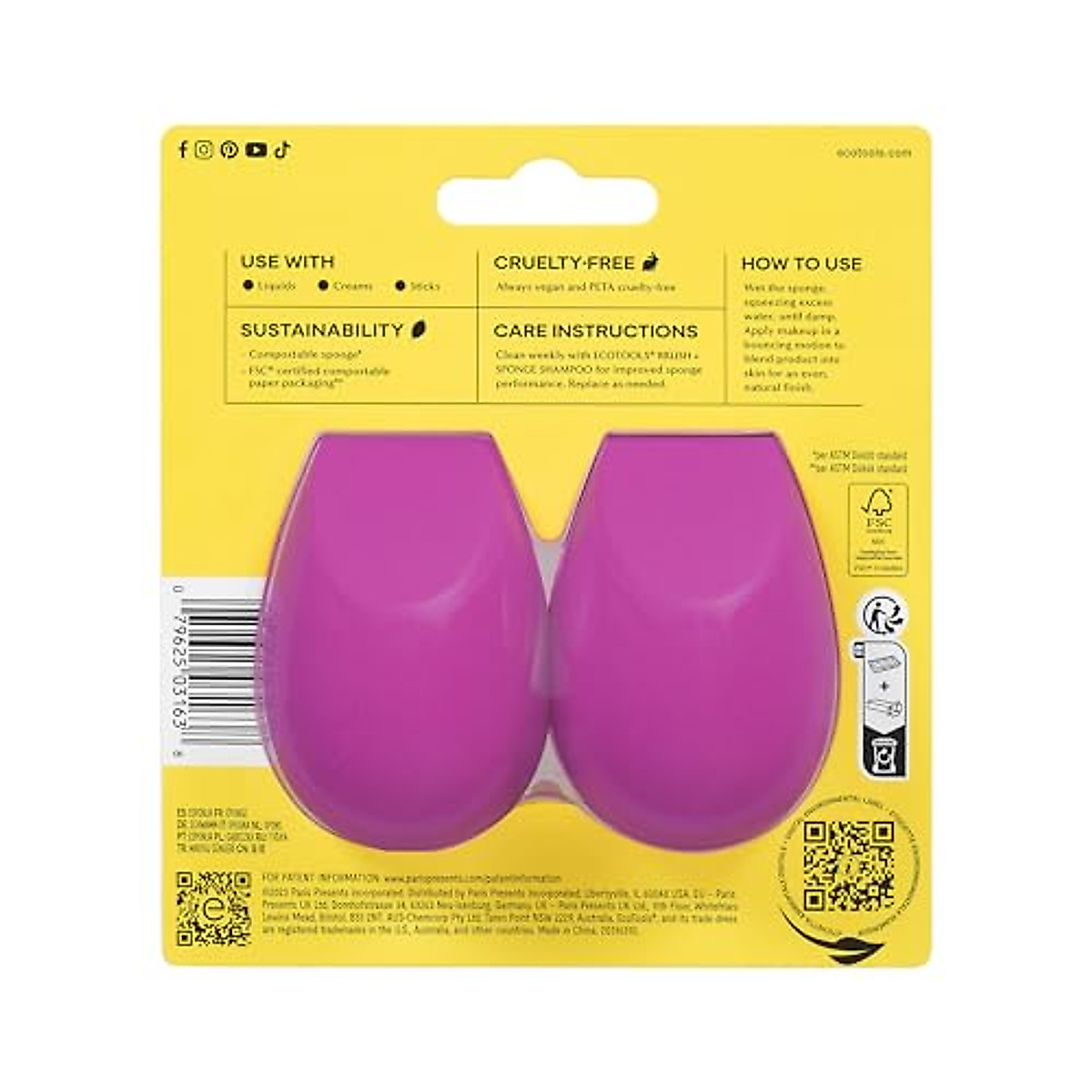 EcoTools Bioblender Makeup Sponge Duo, Compostable Makeup Blender, For Liquid & Cream Foundation, Seamless Application, Eco-Friendly Beauty Sponge, Cruelty-Free & Latex Free, 2 Count