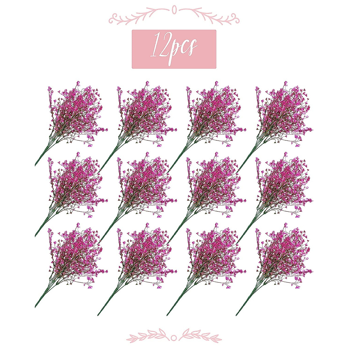 Omldggr 12 Bundles Artificial Shrubs Bushes Artificial Flowers Outdoor UV Resistant Plants Flowers Decorative Artificial Shrubs Bushes for Flower Arrangement Garden Home Decoration(Purple RED)