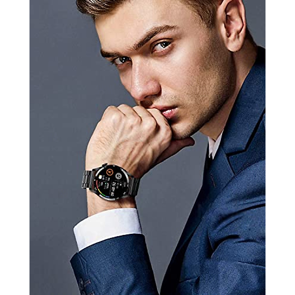 LIGE Smart Watch for Men Bluetooth Call Answering, Fitness Tracker Watch with Heart Rate/BP/Sleep Monitor Step Counter, 2023 1.3'' HD Full Touch Screen Waterproof Smartwatches for iPhone Android Black
