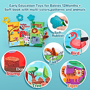 Soft Baby Books 0-6 Months,Cloth Crinkle Book Sensory Baby Toys,Sensory Touch Early Learning Stroller Toys for Infants Toddler Gifts Toy