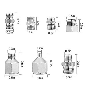 HUBEST 7 pcs of airbrush adaptor set airbrush fitting airbrush connector kit Airbrush Threaded Plug for Connecting Airbrush and air Compressor with Transparent plaxtic Box