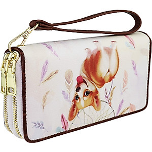 B BRENTANO Vegan Cute Animal Graphic Wallet Clutch with Removable Strap (Boho Fiona)