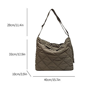 Lushandy Quilted Tote Bag for Women Shoulder Messenger Bags Puffer Crossbody bags Padding Large Cotton Handbags