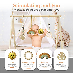 Wooden Baby Gym – Premium Infant Activity Gym with Hanging Bar for Wooden Toys – Wooden Play Gym Frame for Tummy Time Mat – Educational Baby Activity Gym for Newborn Gift for Baby Girl and Boy