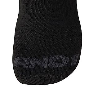 AND1 Men's Socks - Athletic Cushion Quarter Cut Ankle Socks (12 Pack), Size 6-12.5, Black