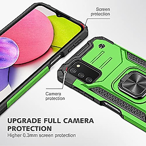 HNHYGETE Samsung Galaxy A03s Case, Samsung A03s Case, with HD Screen Protector, 360°Military Grade Rotatable Kickstand (Heavy Duty) Shockproof Protective Cases for Samsung Galaxy A03s (Green)