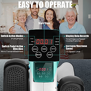 ANCHEER Under Desk Elliptical, Electric Ellipse Leg Exerciser While Sitting for Seniors Adults, Quiet Portable Motorized Seated Foot Pedal Exerciser with Remote Control for Home Office Use