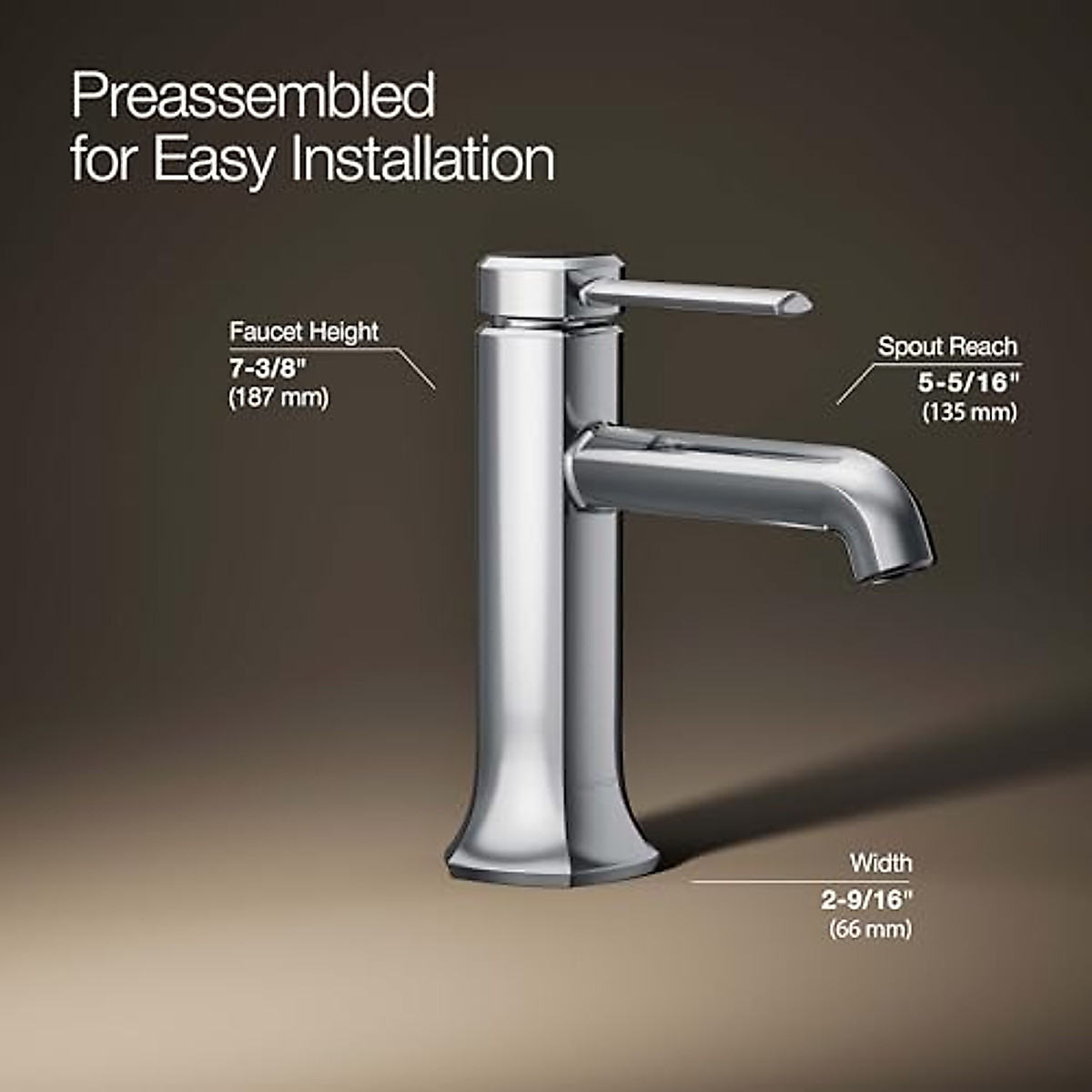 KOHLER 27000-4-CP Occasion Single-Handle Bathroom Faucet with Pop-Up Drain Assembly, One Hole Bathroom Sink Faucet, 1.2 gpm, Polished Chrome