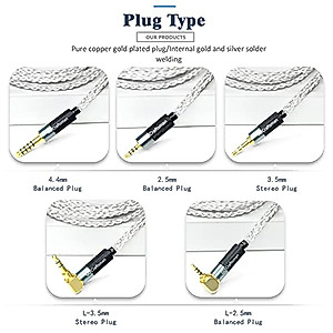 GUCraftsman 5N OFC Silver Plating+Graphene Mixed Braid Earphone Replacement Cables for Westone Pro X10 Pro X20 Pro X30 Pro X50 MACH10 MACH20 MACH30 MACH40 MACH50 MACH60 MACH70 MACH80 (3.5mm Plug)