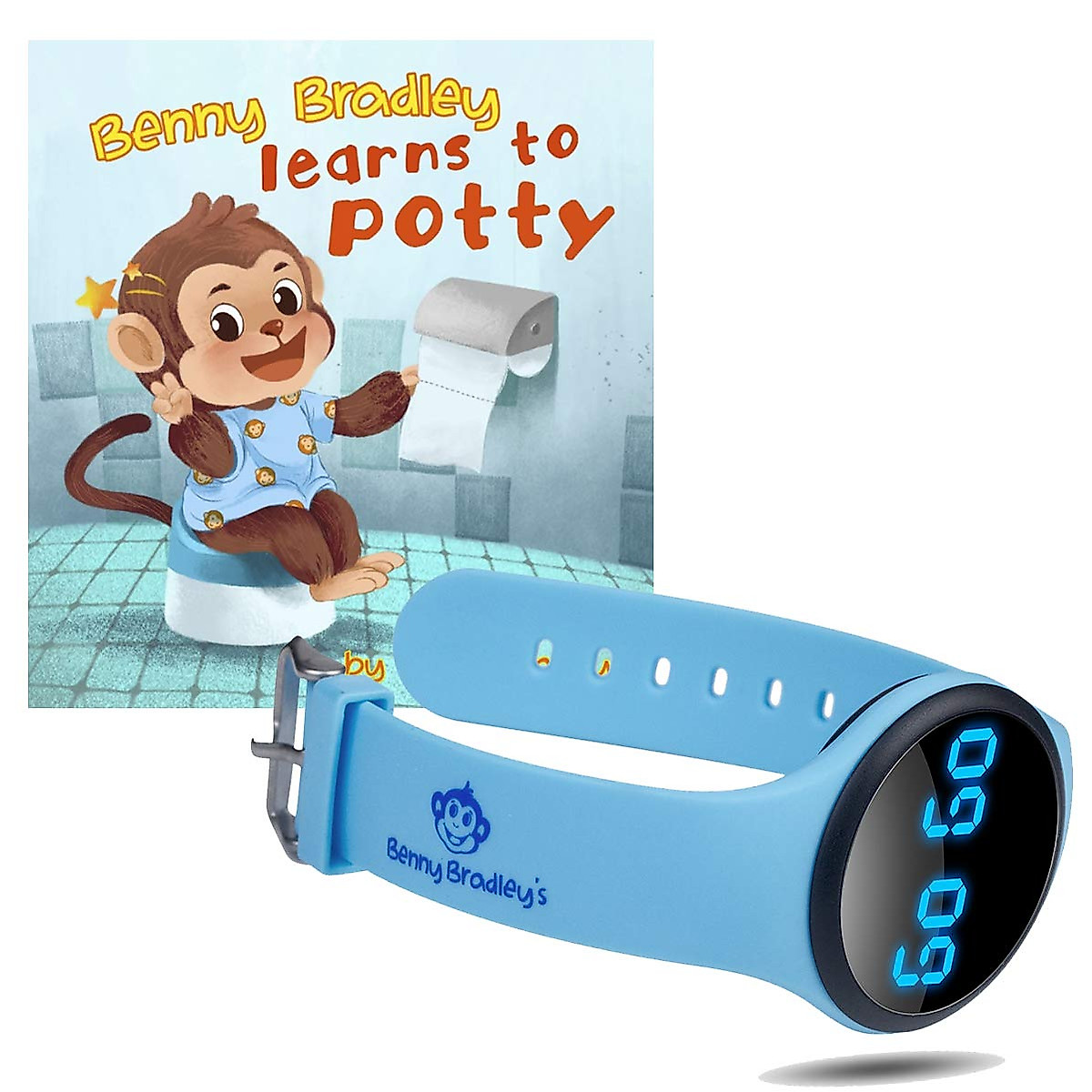 Potty Training Watch for Kids V1 – A Water Resistant Potty Reminder Device for Boys and Girls to Train Your Toddler with Fun/Musical and Vibration Interval Reminders with Potty Training eBook (Blue)
