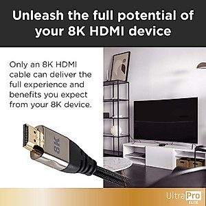 UltraPro 8K HDMI 2.1 Cable, 6ft. High Speed 48Gbps, 8K @ 60Hz, 4K 1440p 1080p @ 120Hz, HDR VRR eARC QMS, Compatible with PS5 Xbox Series X Roku TV, Streaming, TV, Monitor, All HDMI Devices, 57347