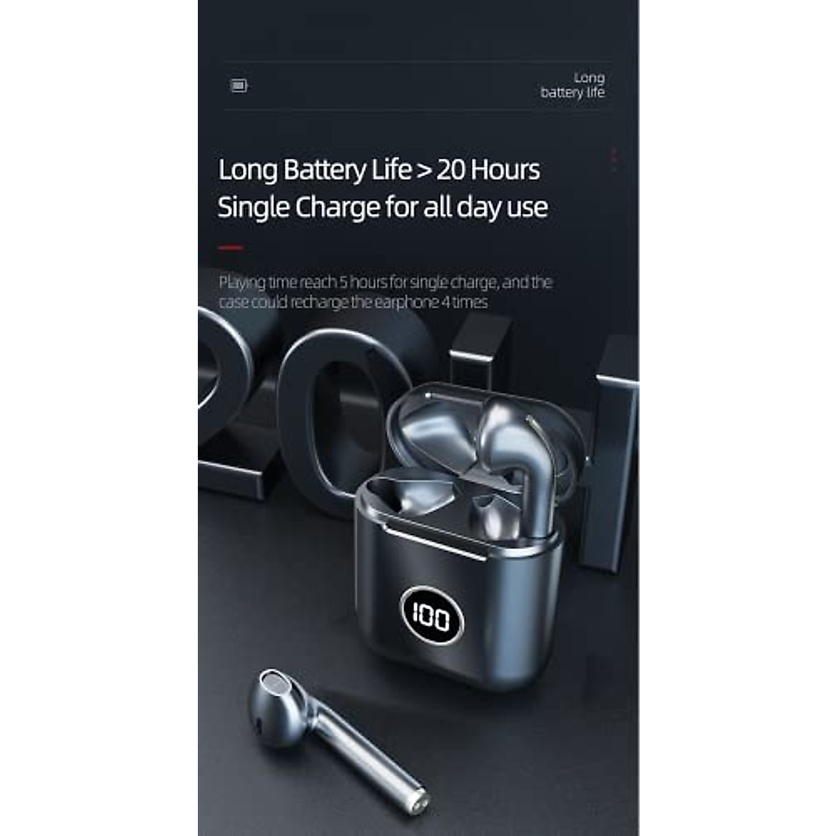 Kawii Wireless Bluetooth Earbuds X1, Headphones 50H Playtime with LED Digital Display Charging Case, Waterproof Earphones with Mic for Android iOS Cell Phone Computer Laptop