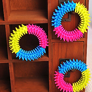 Shuohu Dog's Thorn Ring Chew Toy Rubber Spiny Multicolor Circle Non-Toxic Dental Healthy Training Toys